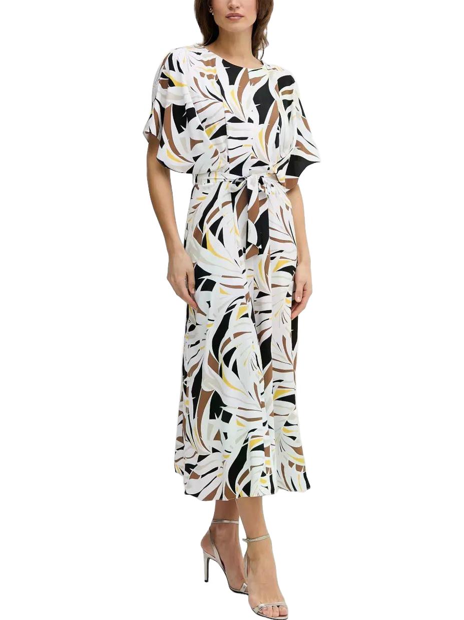 JOSEPH RIBKOFF Joseph Ribkoff Abstract Print Belted Midi Dress
