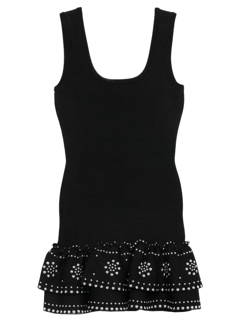 SANDRO SANDRO Stud-Embellished Ruffled Knit Dress