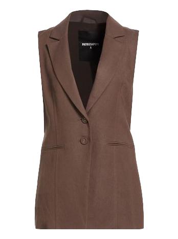 PATRIZIA PEPE Patrizia Pepe Chocolate Viscose and Linen Essential Sleeveless Blazer