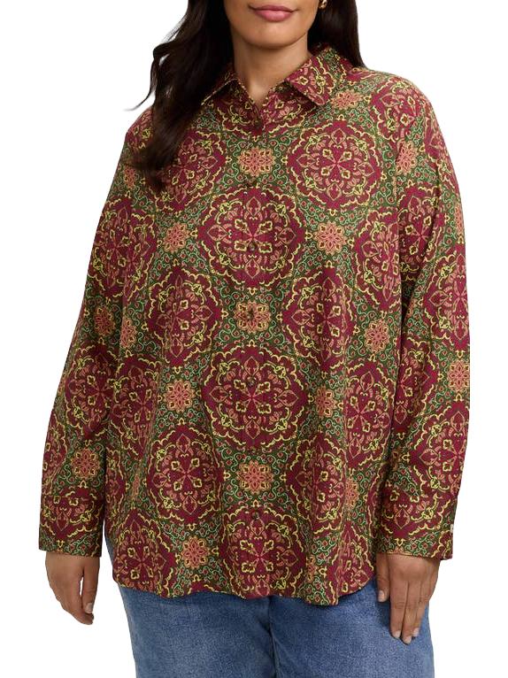 FOXCROFT Foxcroft Meghan Medallion Print Button-Up Cotton Shirt