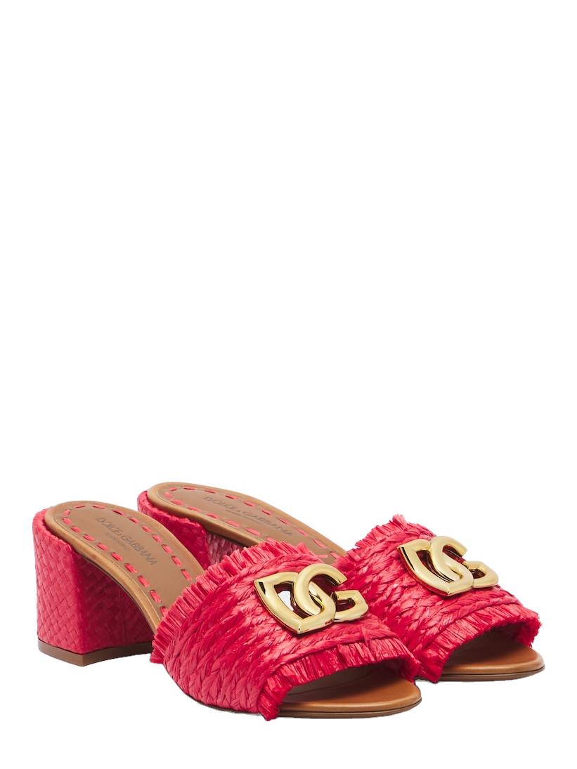 DOLCE & GABBANA Dolce&Gabbana Woven Mules with Gold Tone DG Hardware