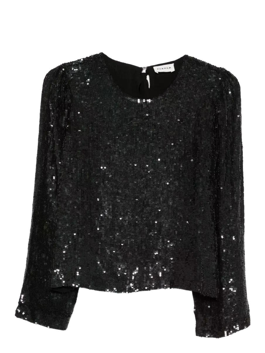 GUCCI Gucci Stretch Chenille Long Sleeve Top with Crystal Embroidery