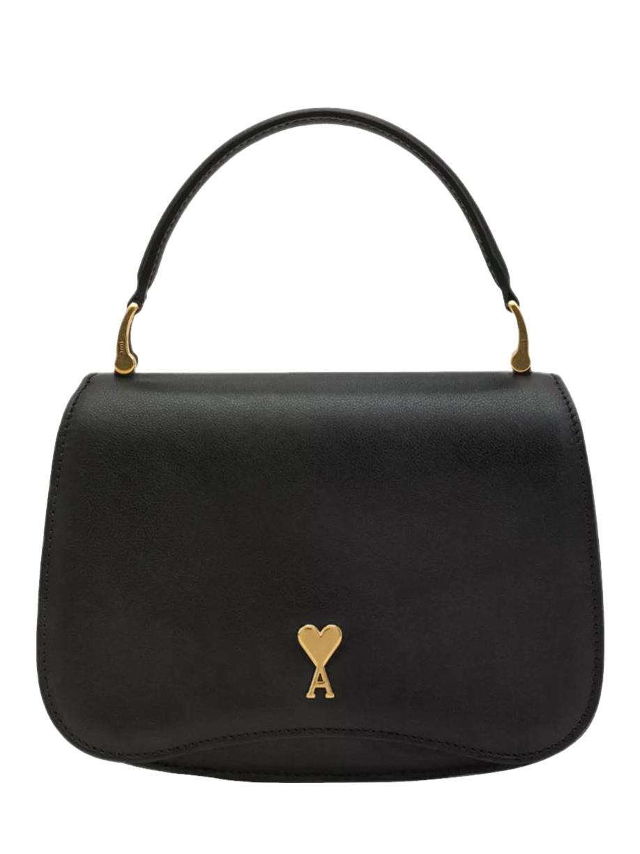 AMI AMI Paris Cowhide Leather Top Handle Bag with Ami de Coeur Stud