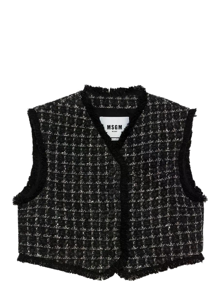 MSGM MSGM Tweed Frayed-Edge Shorts