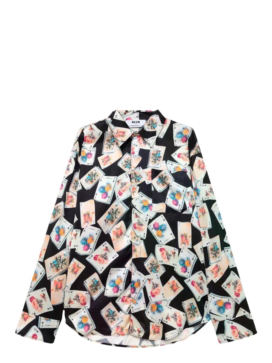 MSGM playing-card-print button-down shirt
