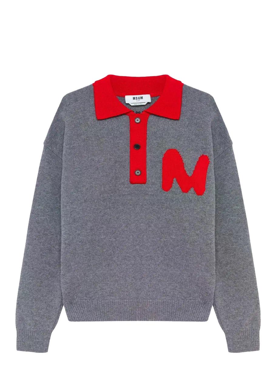 MSGM logo-patch button-up polo shirt