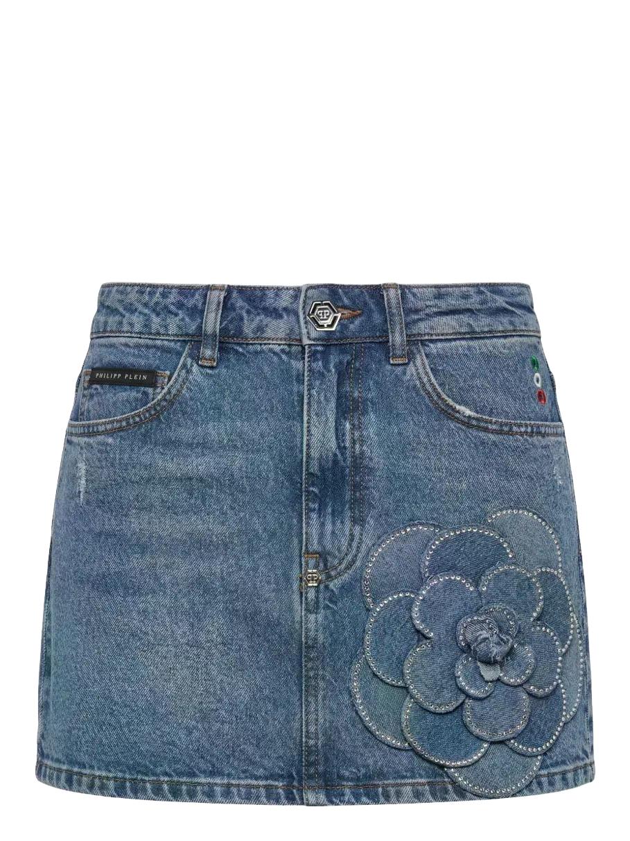 PHILIPP PLEIN Philipp Plein Embellished Denim Mini Skirt