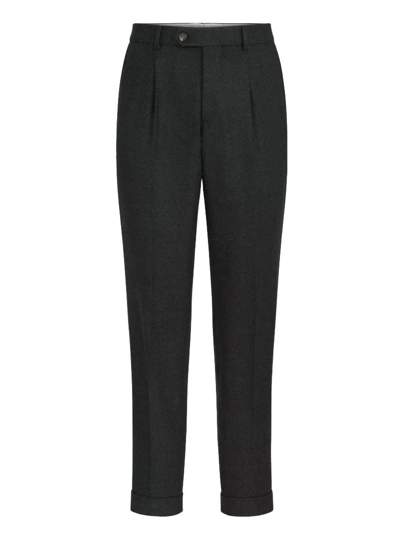 BRUNELLO CUCINELLI Brunello Cucinelli Virgin Wool Mouliné Twill Trousers with Pleats