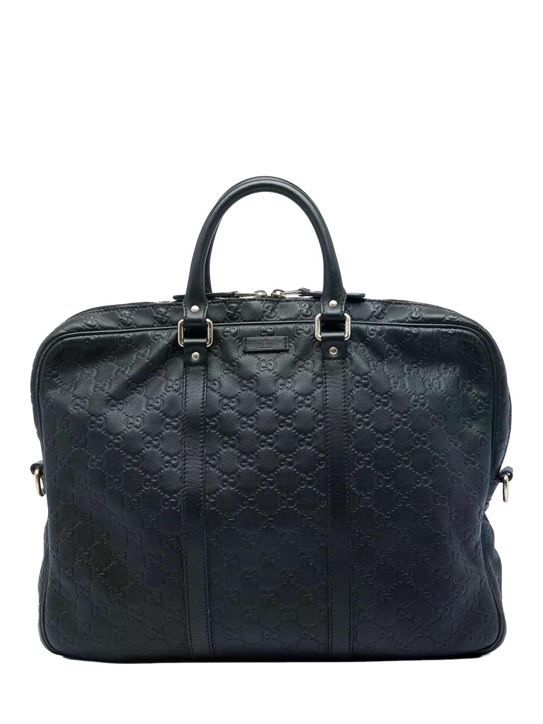 GUCCI Gucci Embossed Leather Business Bag
