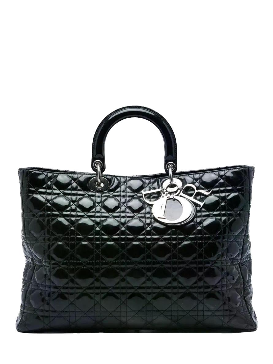 DIOR Christian Dior Extra Large Patent Cannage Lady Dior Satchel