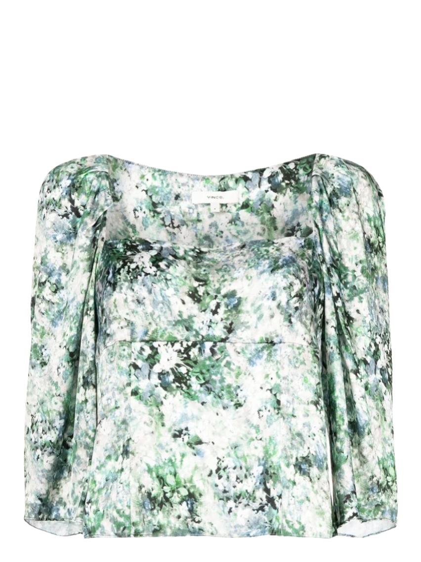 VINCE Vince Floral Print Square Neck Blouse