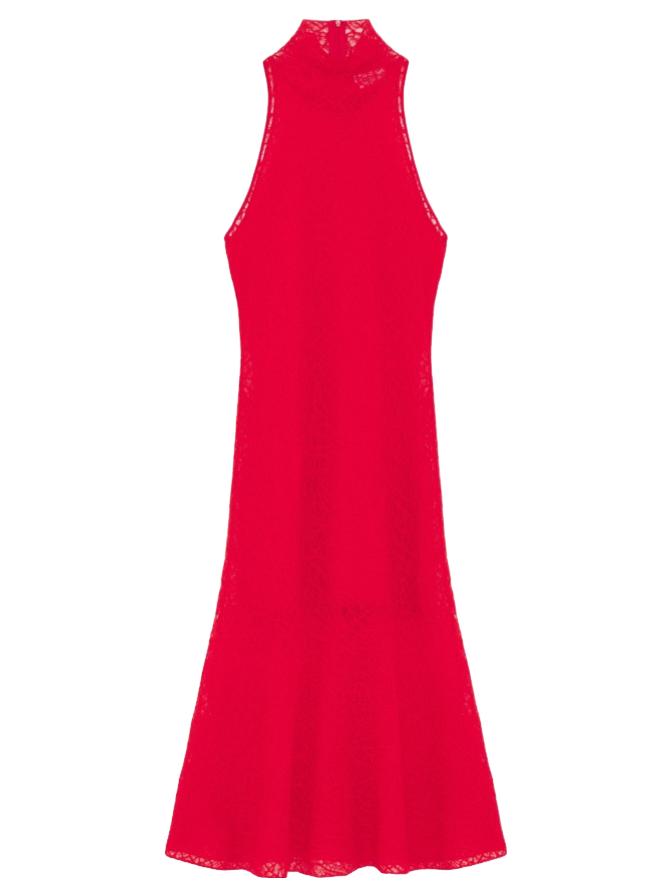 ALEXANDER MCQUEEN Alexander McQueen Spider Lace High Neck Midi Dress