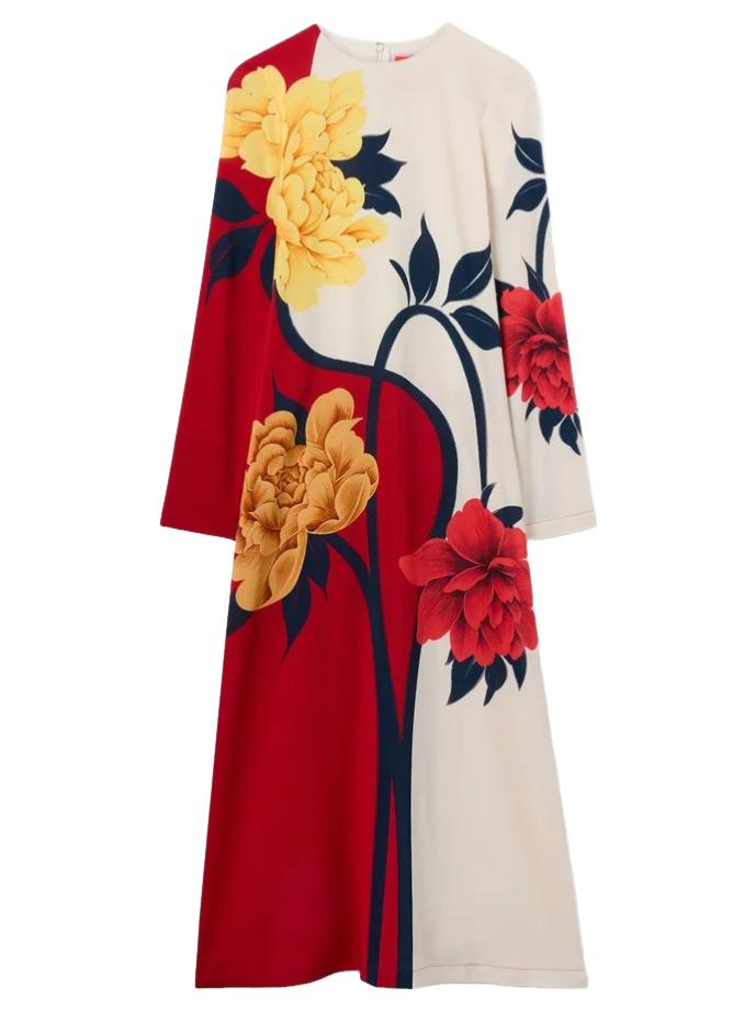 LA DOUBLEJ La Double J Floral Print Long Sleeve Midi Dress