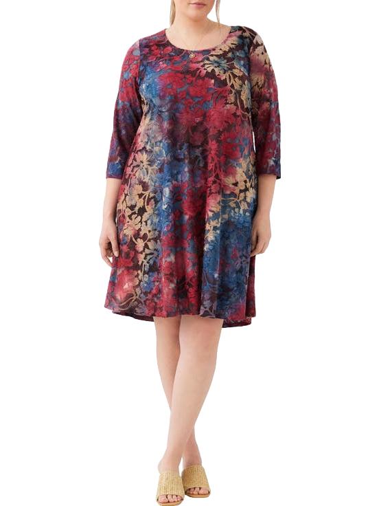 KAREN KANE Karen Kane Maggie Floral Three-Quarter Sleeve Jersey Dress