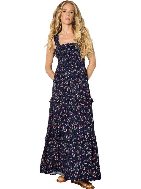APRICOT Apricot Ditsy Floral Smocked Maxi Dress with Ruffle Trim