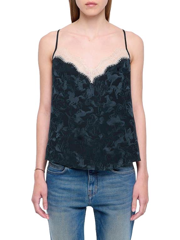 ZADIG&VOLTAIRE Zadig & Voltaire Cespa Horse Jacquard Silk Camisole
