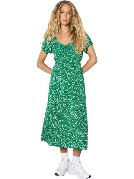 APRICOT Apricot Milkmaid Midi Dress with Spot Print