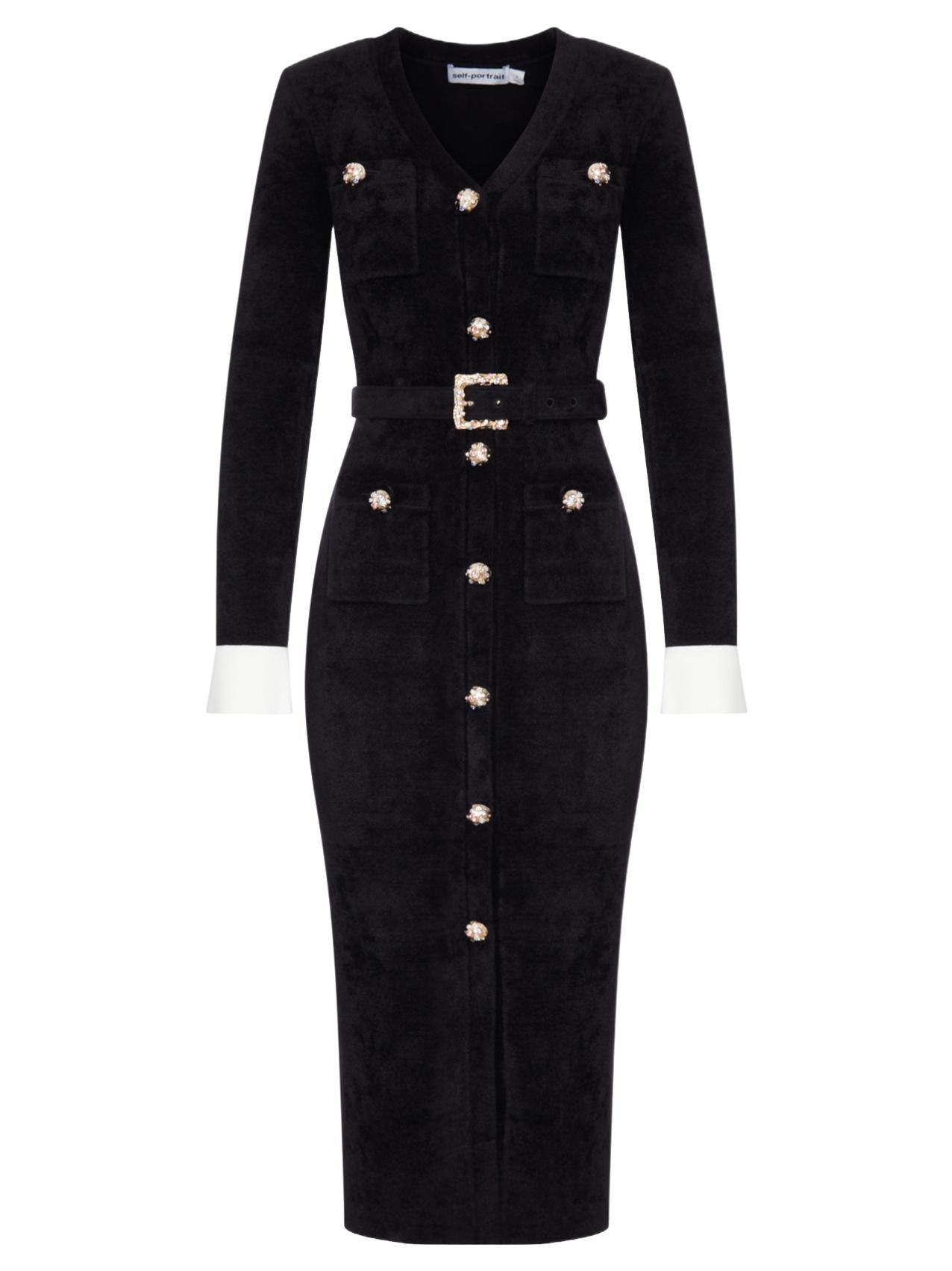SELF-PORTRAIT Self-Portrait Belted Buttoned Midi Dress