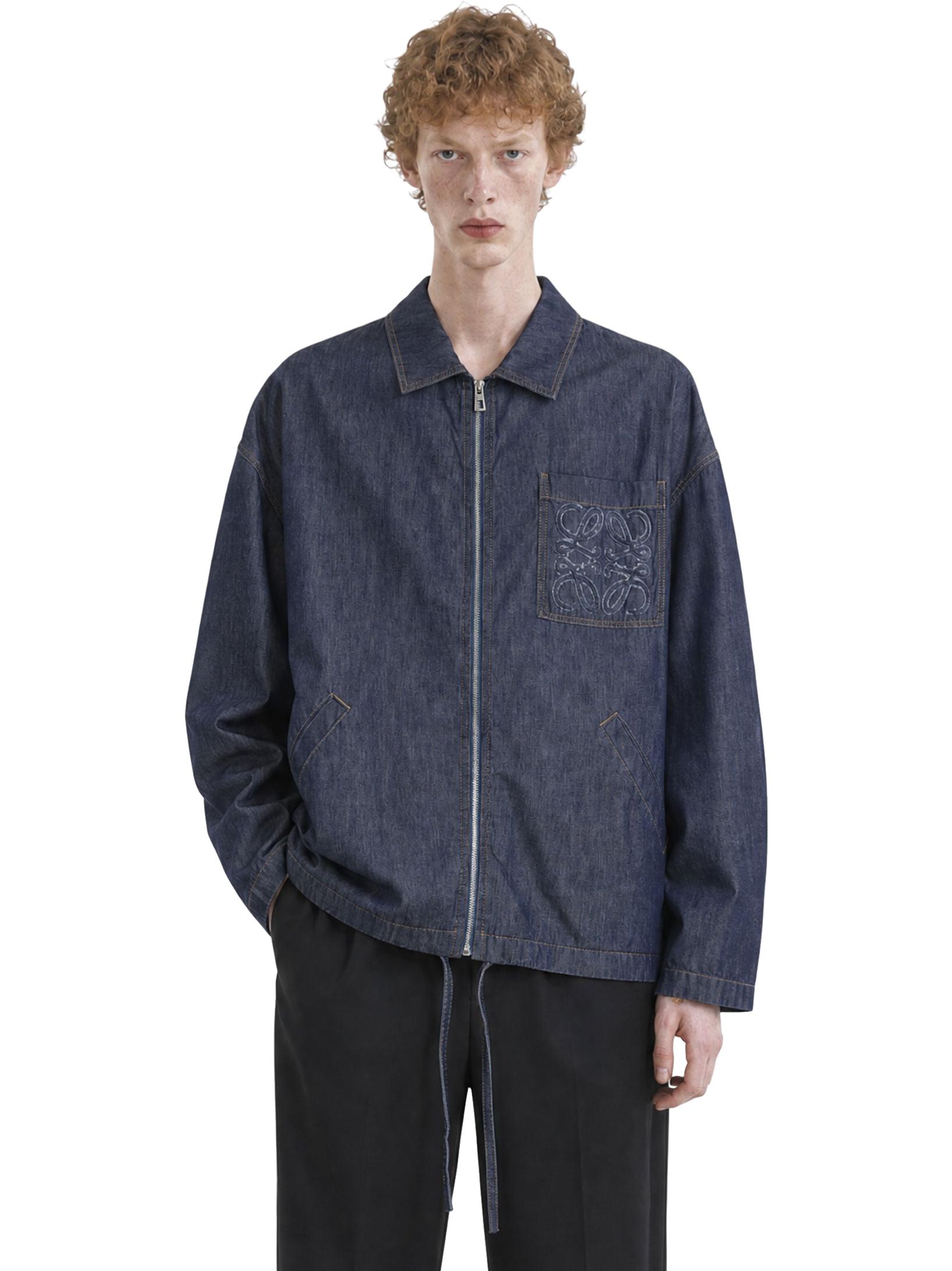 LOEWE LOEWE Lightweight Cotton Chambray Jacket with Fringed Anagram Patch