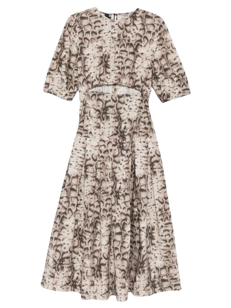 GANNI Ganni A-Line Zebra Print Organic Cotton Mini Dress