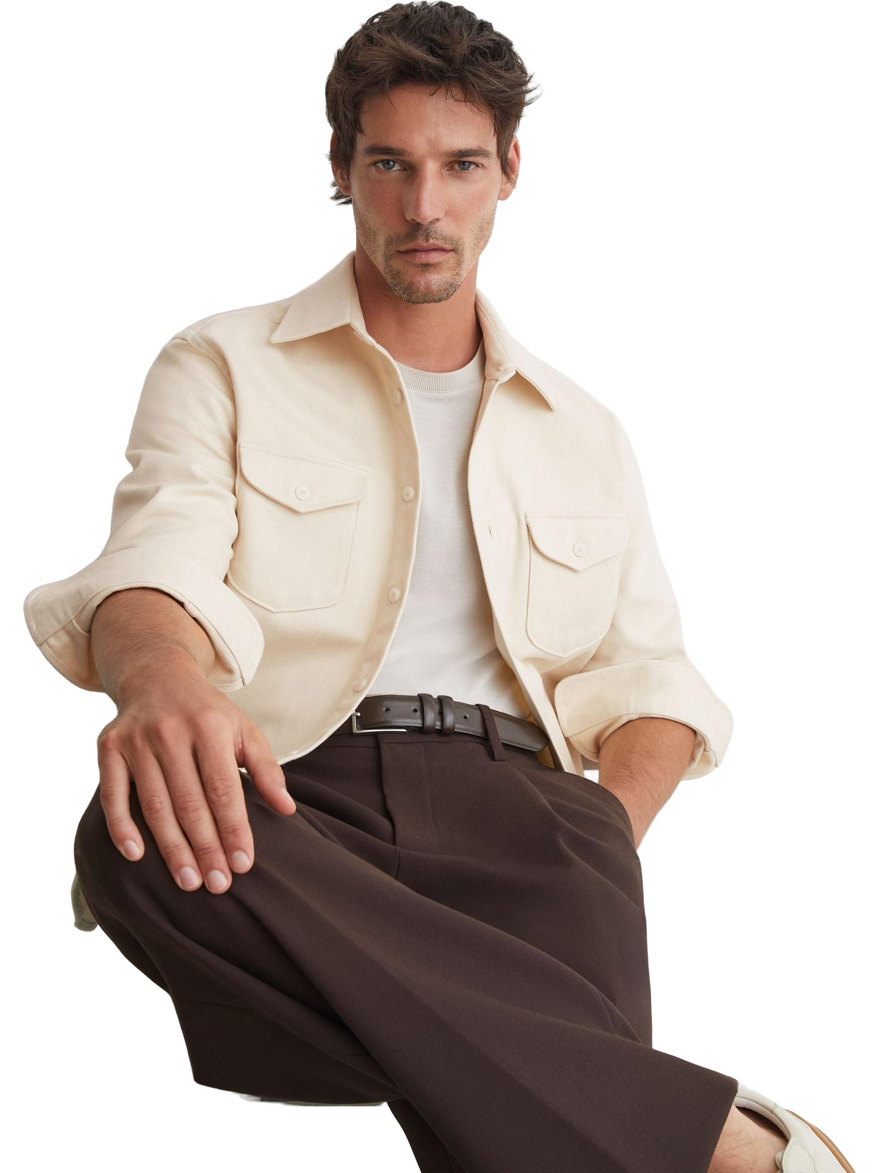REISS astra cotton-twill twin-pocket regular-fit shirt