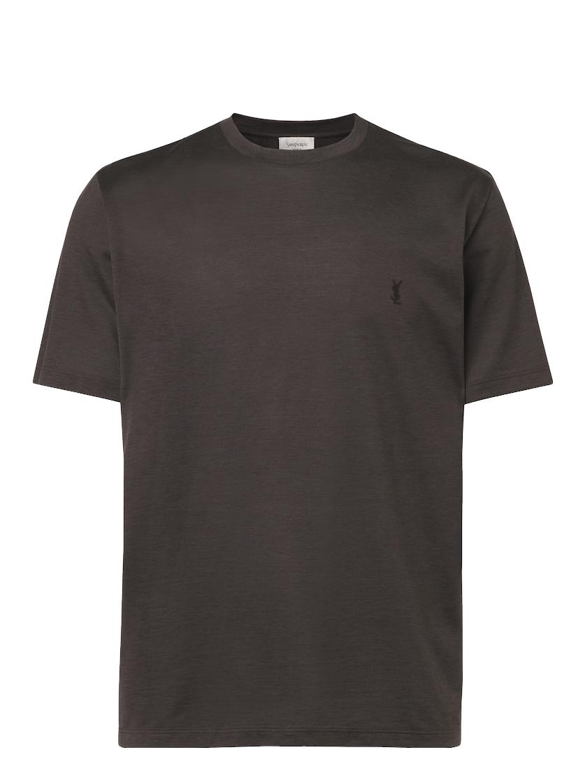 SAINT LAURENT cassandre silk and cotton t-shirt