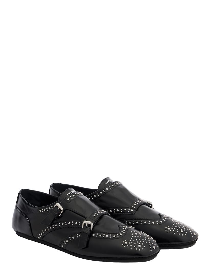 FENDI studded leather monk strap shoes