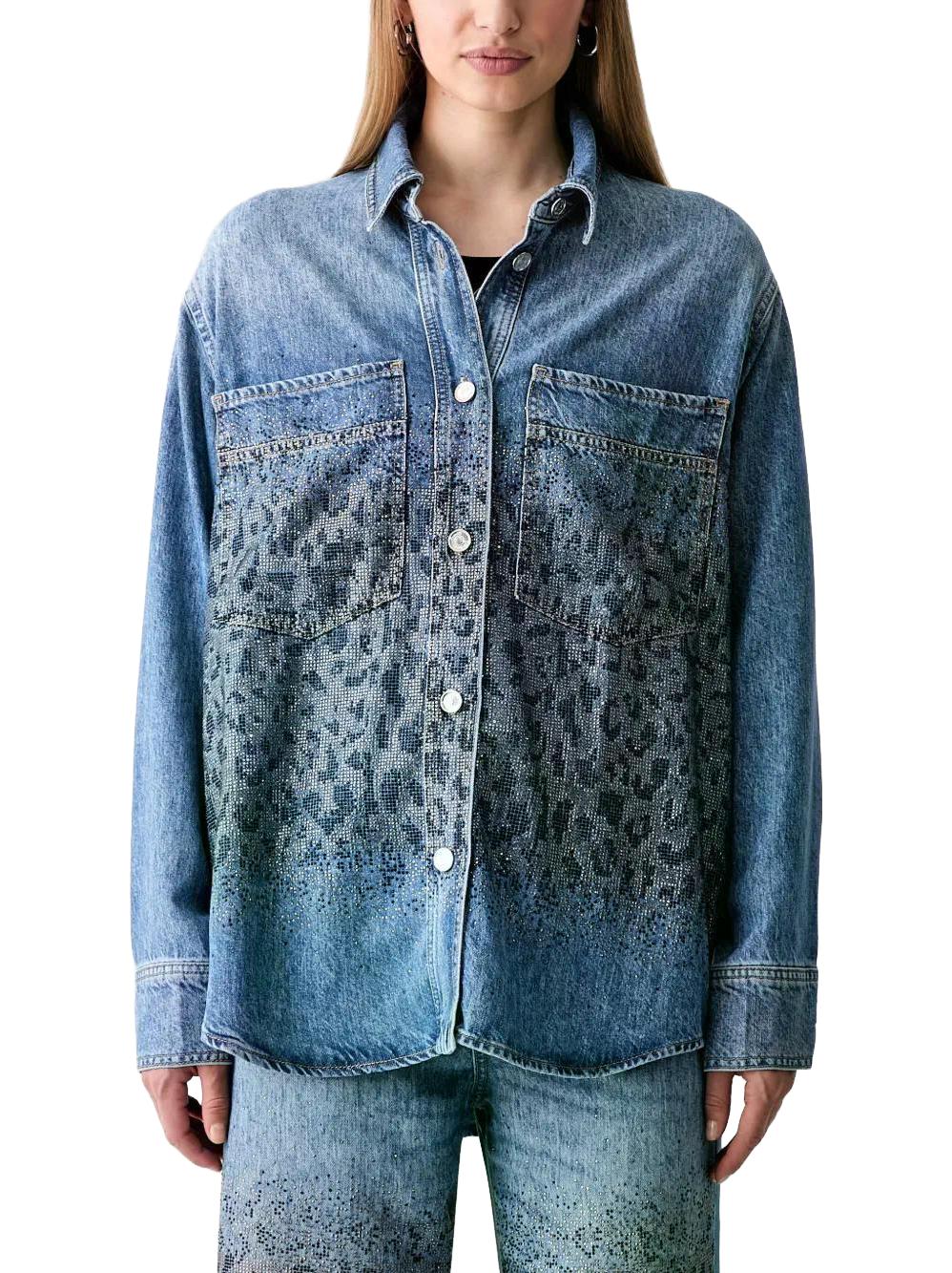 LIU JO LIU JO Straight-Leg Jeans with Animal Print and Rhinestones