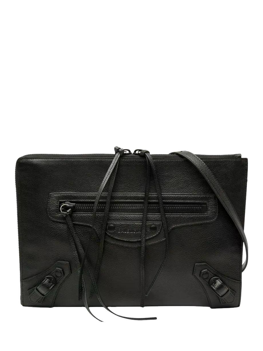 BALENCIAGA Balenciaga 2018 Lambskin Classic Motocross Zip Around Flat Clutch Bag