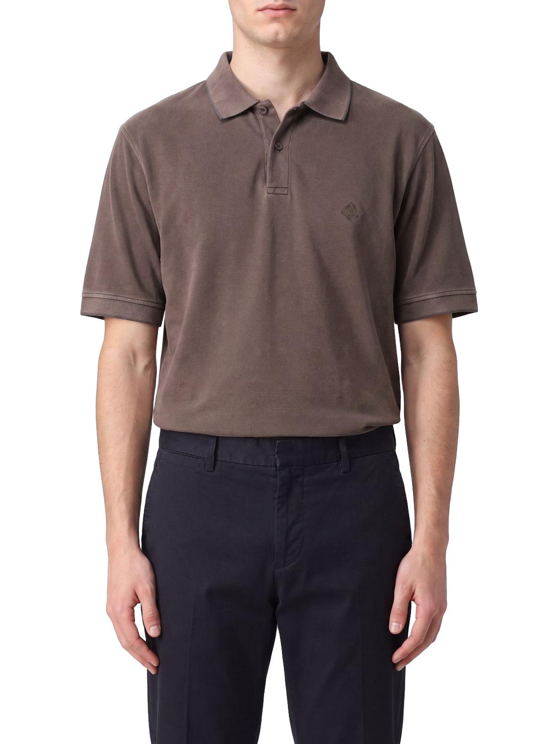HERNO slim fit short-sleeve cotton polo shirt with ribbed collar