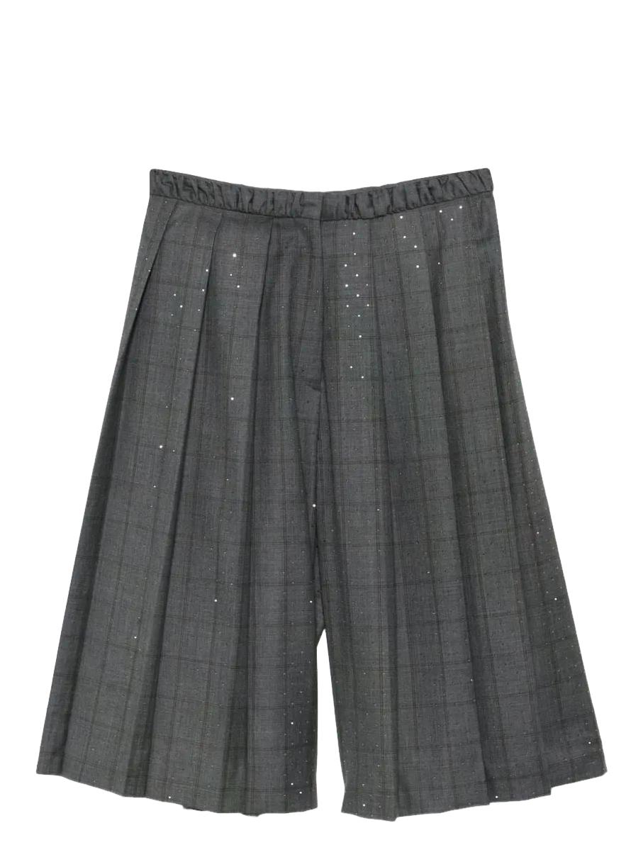 SANDRO SANDRO Checked Rhinestone Embellished Pleated Shorts