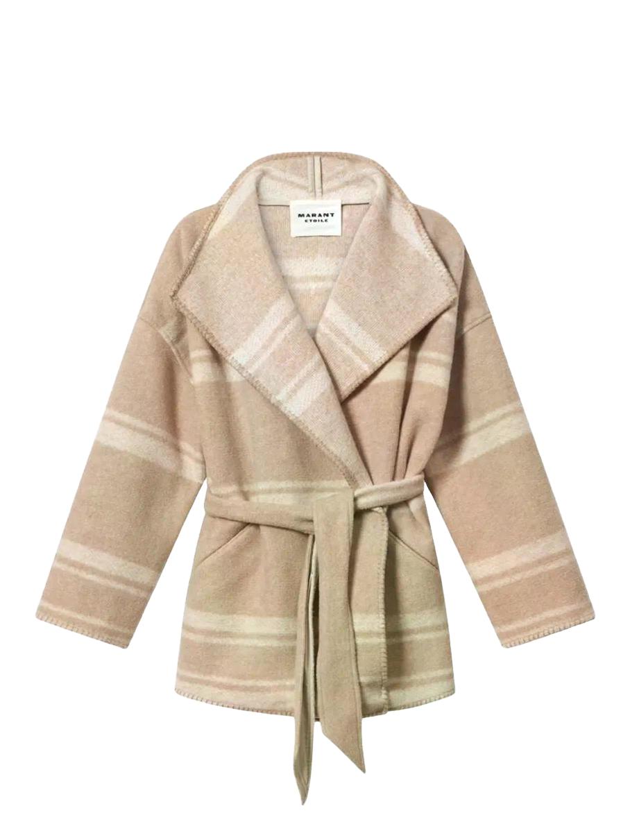 MARANT ETOILE MARANT ÉTOILE Brea Horizontal-Stripe Belted Coat