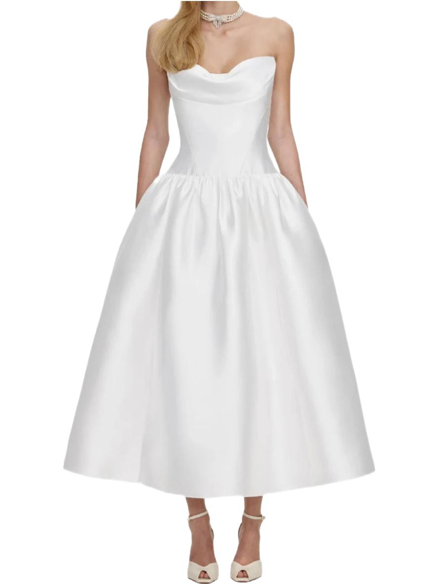 SELF-PORTRAIT Self-Portrait Strapless Fit & Flare Midi Dress