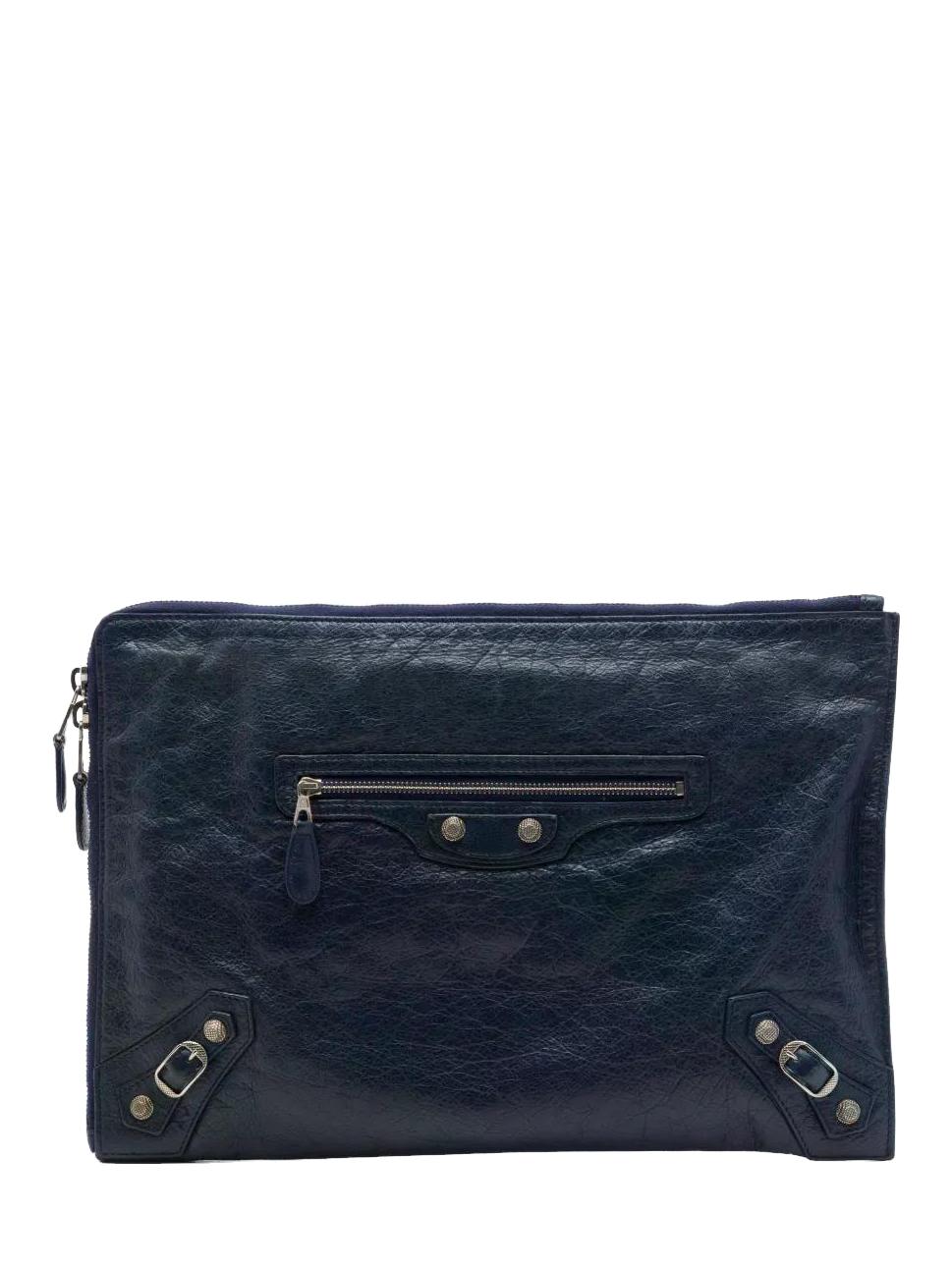 BALENCIAGA Balenciaga Lambskin Leather Clutch with Studs