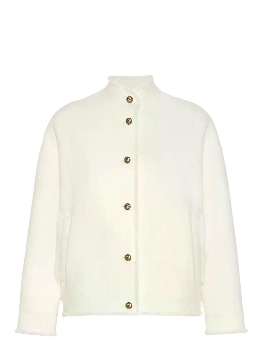 MAX MARA Max Mara Double Jersey Wool Bomber Jacket with Fringed Trims