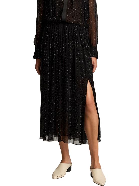 VINCE Vince Heat Set Dot Sheer Pleated Midi Skirt
