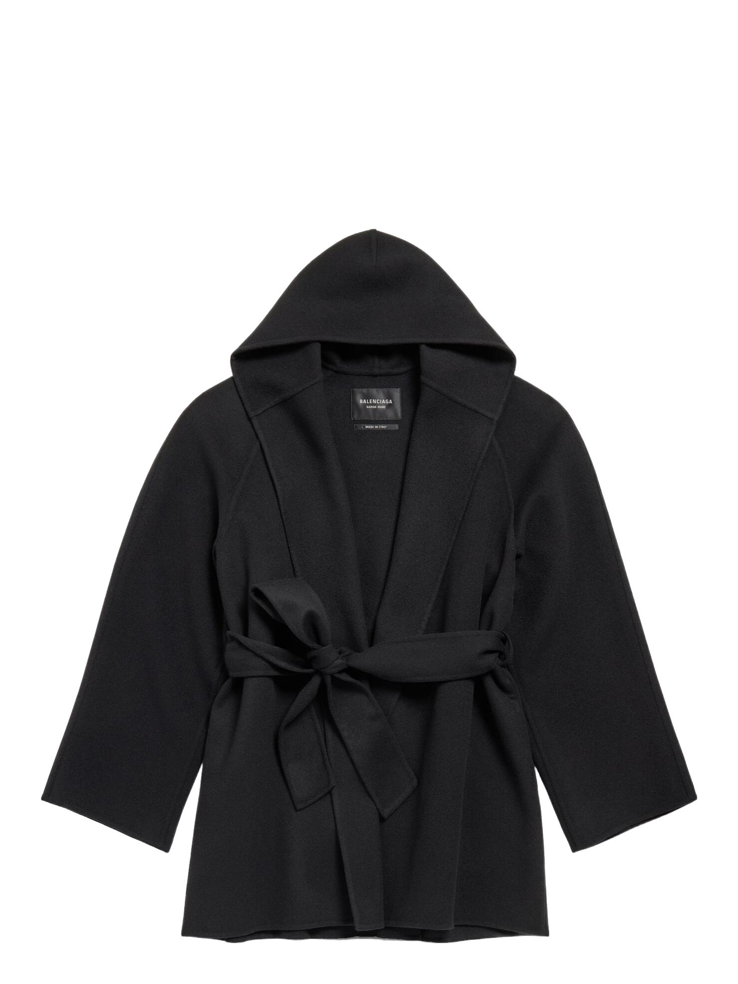 BALENCIAGA Balenciaga Belted Blanket Jacket with Integrated Hood