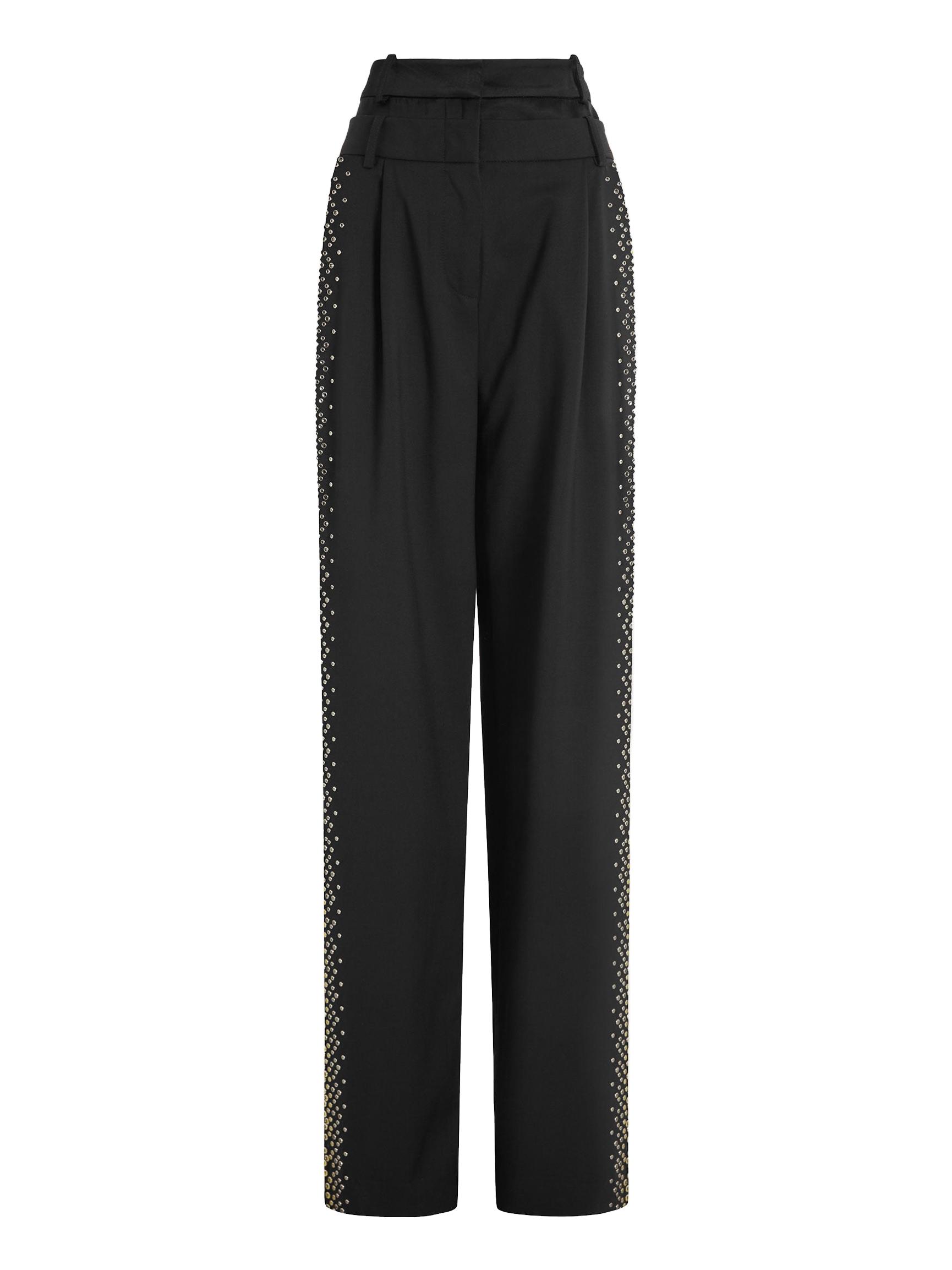 16ARLINGTON 16Arlington Ivlia High-Waisted Wide-Leg Trousers with Crystal Embellishments