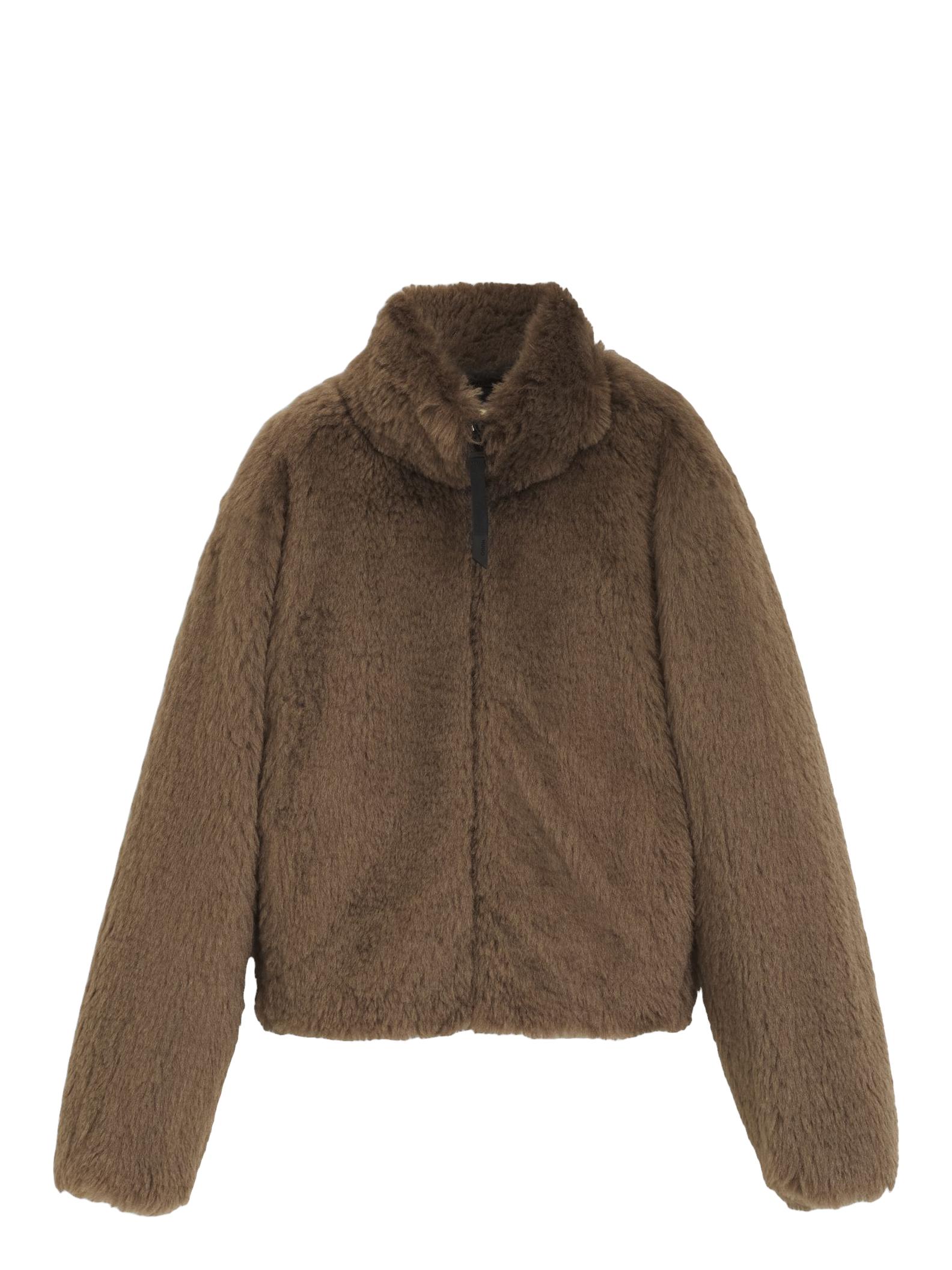 HUGO HUGO Faux Fur Zip-Up Jacket with Adjustable Hem