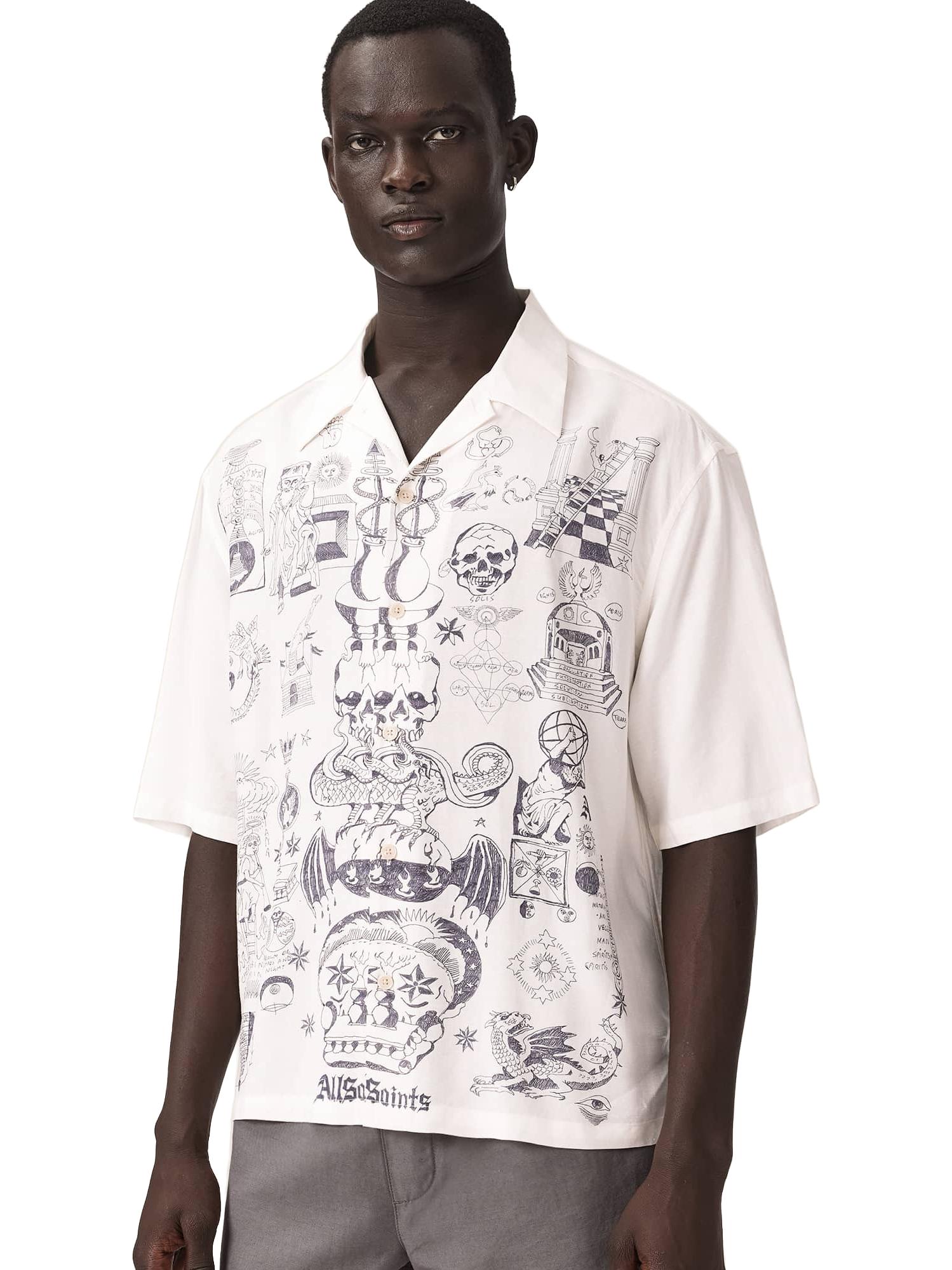 ALLSAINTS ignis oversized short sleeve printed shirt