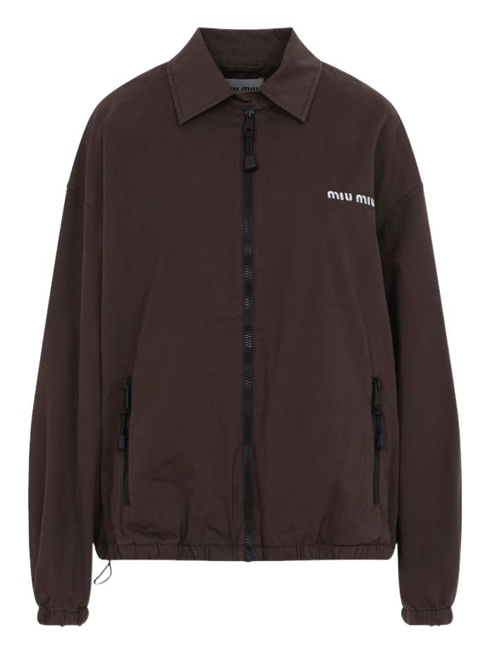 MIU MIU Miu Miu Washed Gabardine Oversized Zip-Up Blouson Jacket