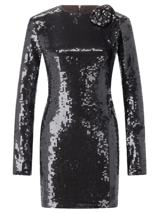 ROTATE BY BIRGER CHRISTENSEN ROTATE Sequin-Embellished Floral-Appliqué Mini Dress