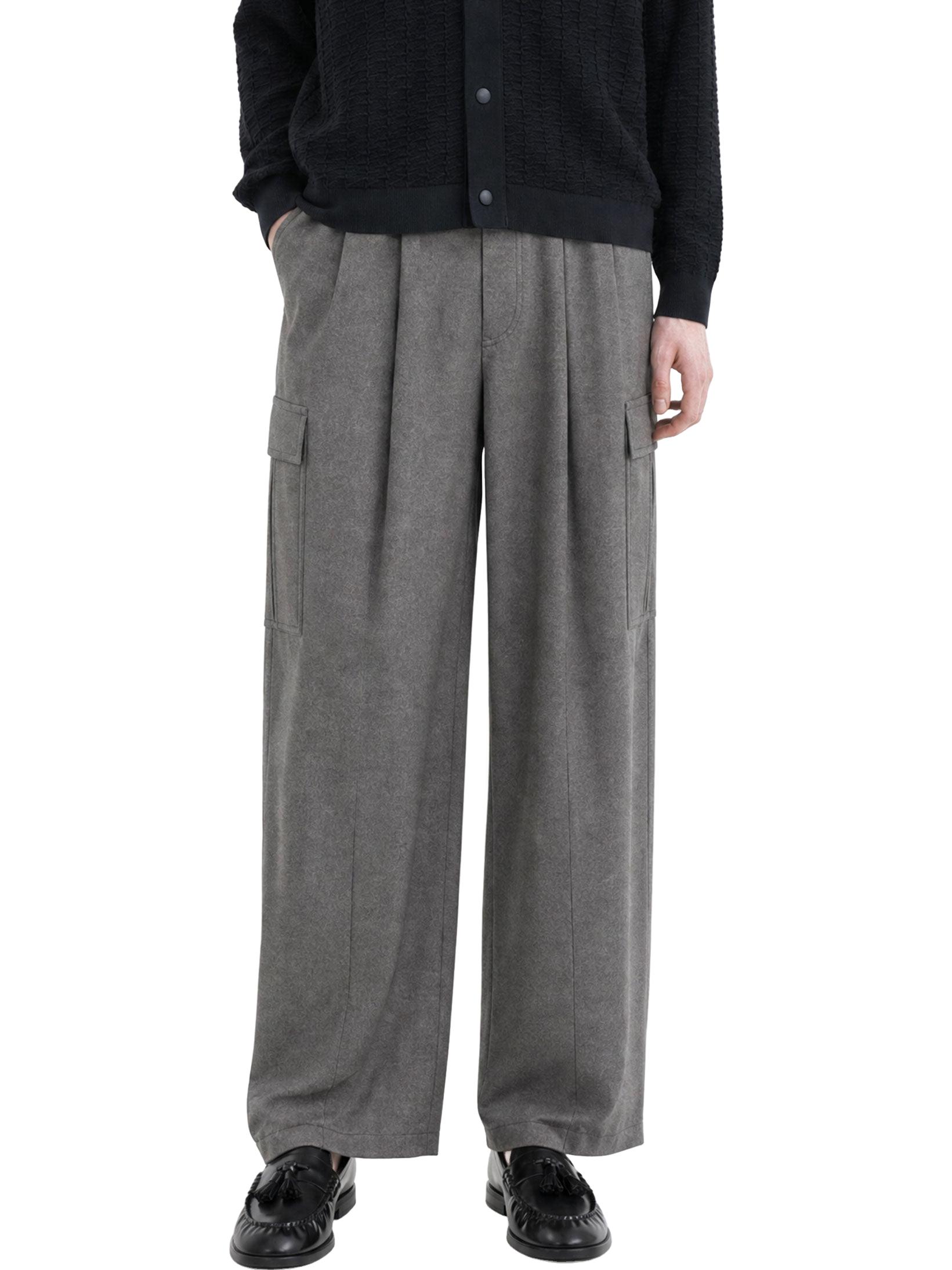 GIORGIO ARMANI Giorgio Armani Wool Cashmere Denim-Effect Wide Leg Cargo Pants