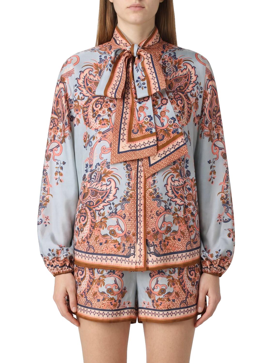 ZIMMERMANN Zimmermann Aster Paisley Silk Shirt with Balloon Sleeves and Pussy Bow