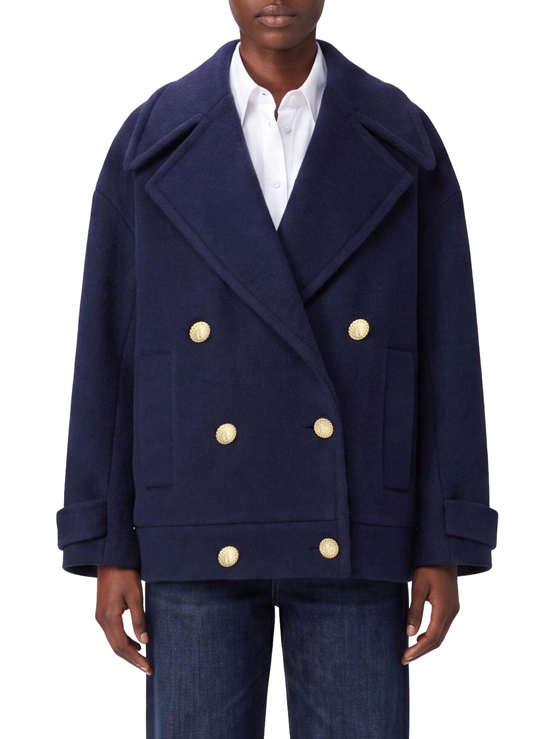 BALMAIN Balmain Double-Breasted Merino Wool Short Coat