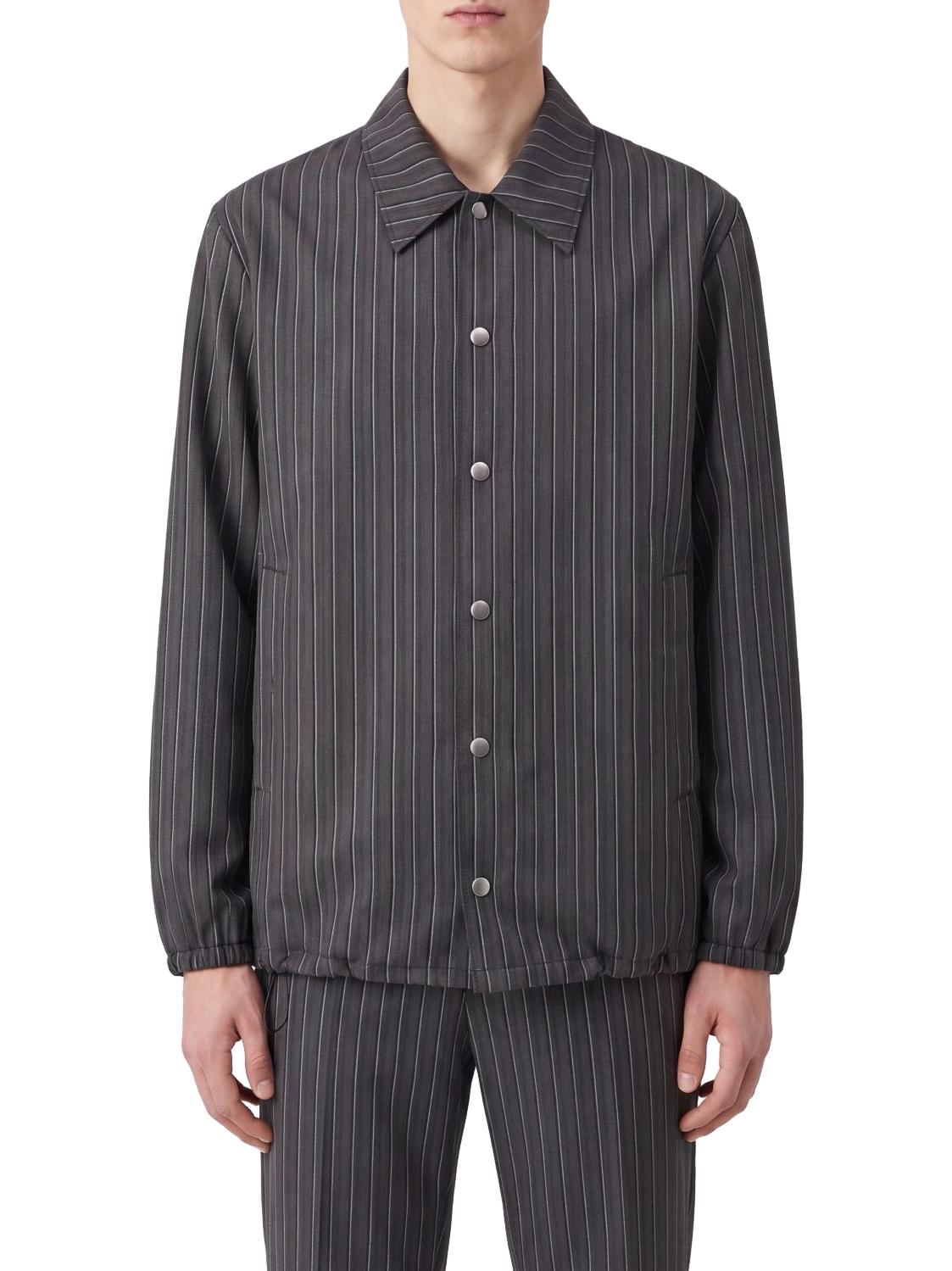 DRIES VAN NOTEN Dries Van Noten Striped Viscose Shirt Jacket with Drawstring Hem
