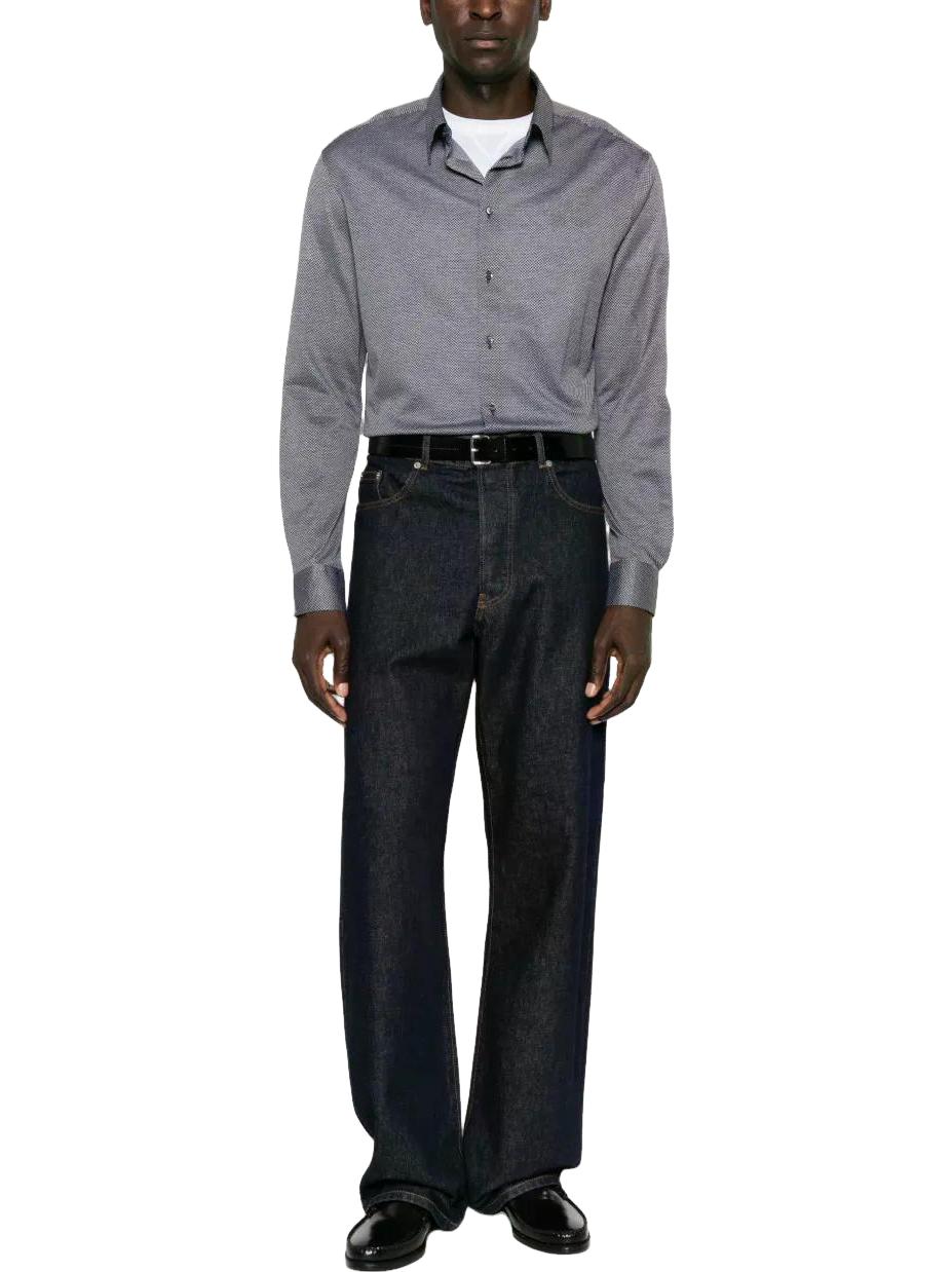 GIORGIO ARMANI shirt regular fit in micro jacquard cotton jersey