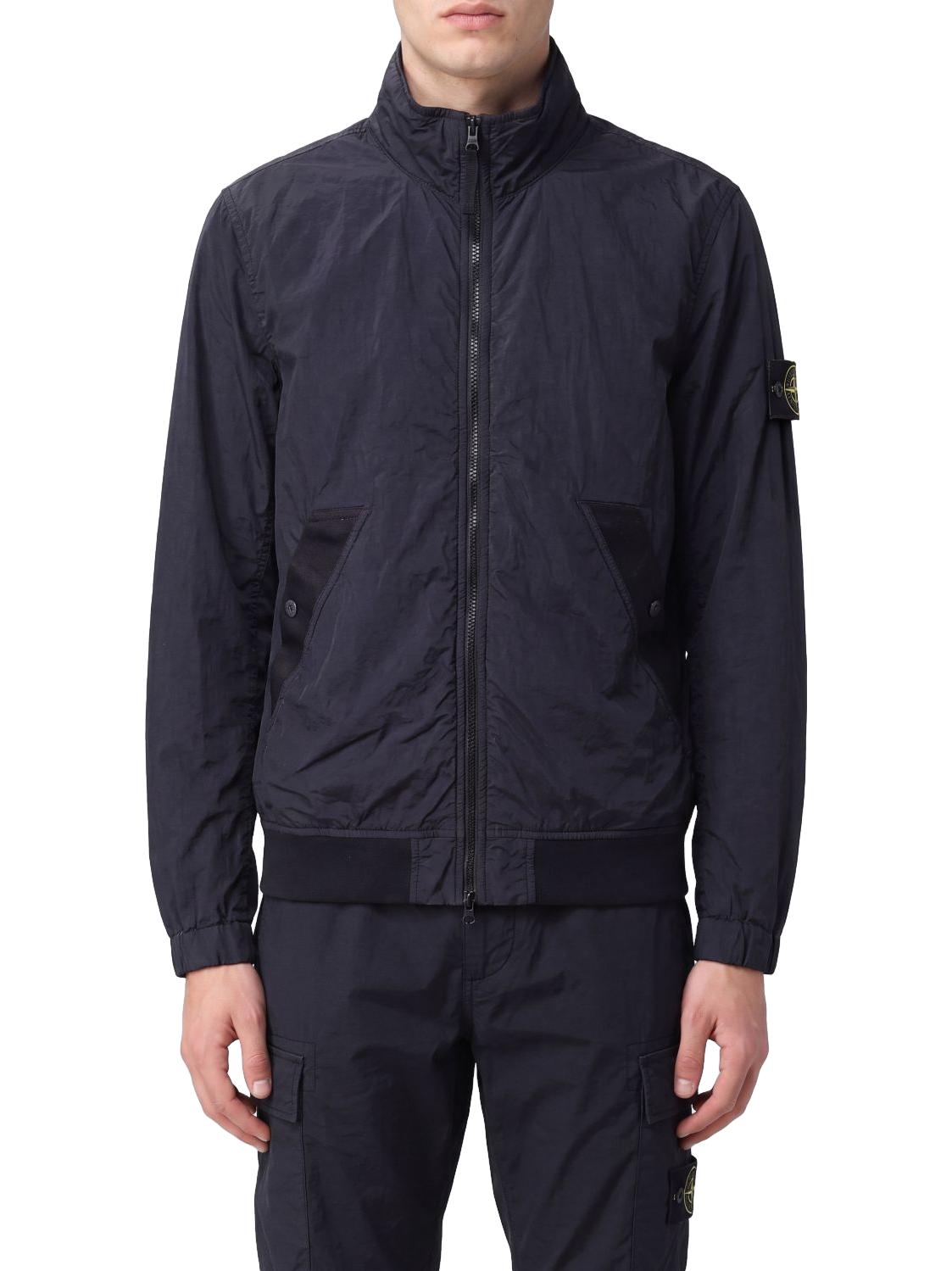 STONE ISLAND Stone Island Ultralight Windproof Nylon Bomber Jacket with High Neck and Logo