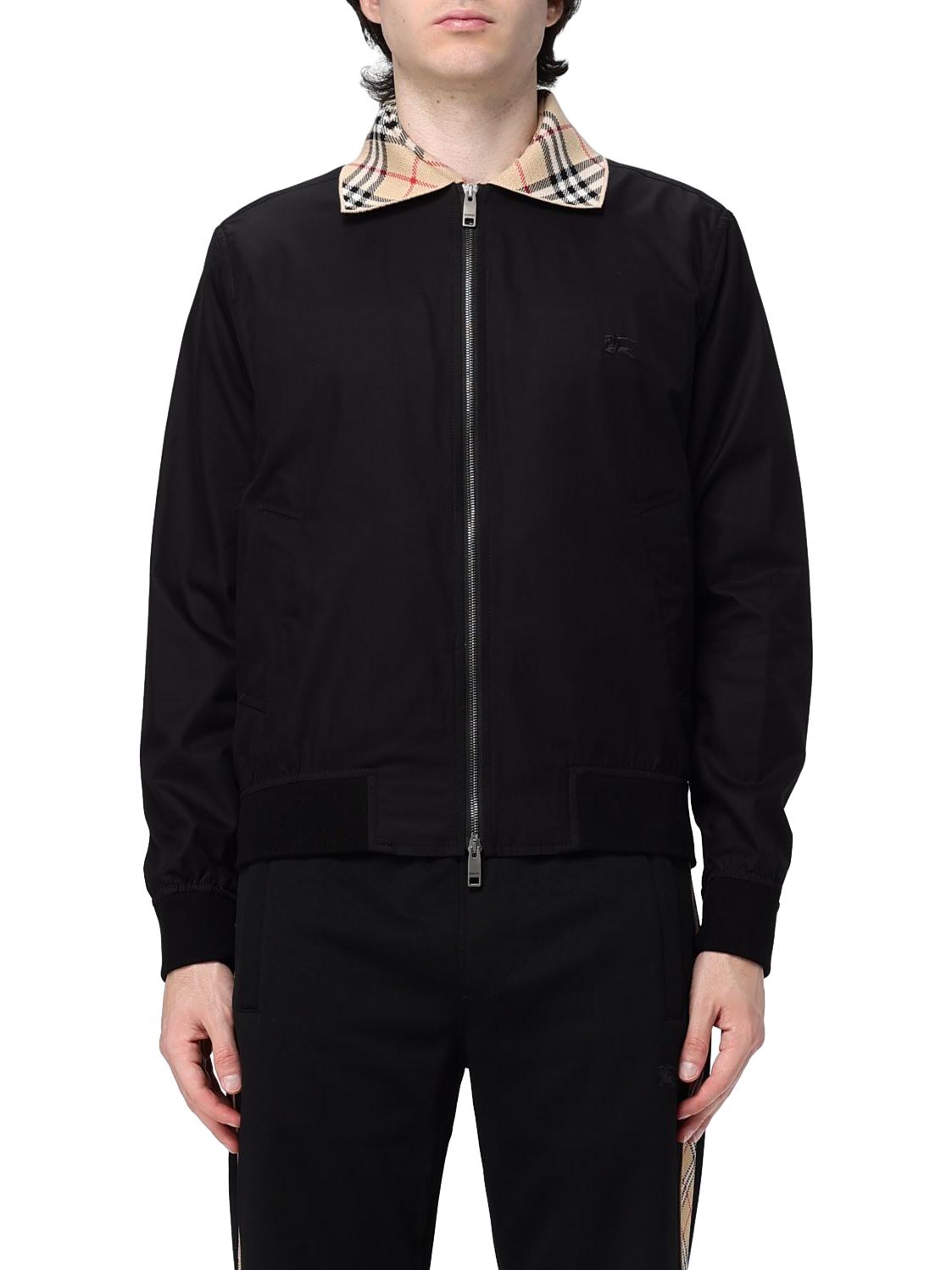 BURBERRY Burberry Lightweight Cotton Bomber Jacket with Check Collar