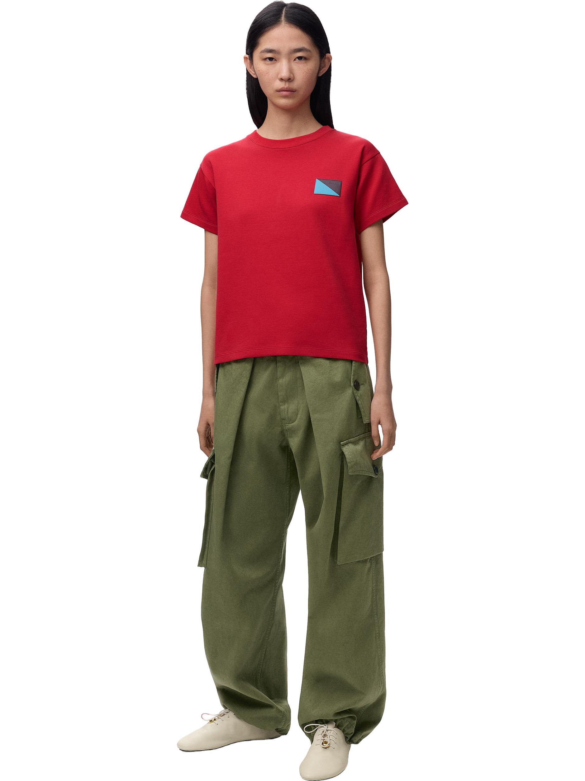 LOEWE LOEWE Cotton Blend T-shirt with Leather Flamenco Knot Detail